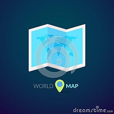 World Map Logo With Pointer Cartoon Vector | CartoonDealer.com #77287715