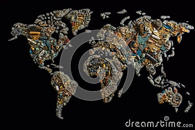 World Map Made Of Plastic, Plastic Earth, Garbage Continents, Abstract ...