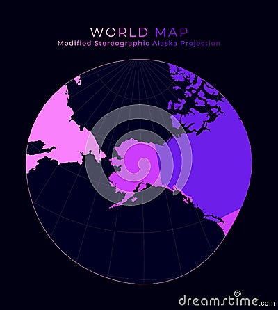 World Map. Modified Stereographic Projection For. Cartoon Vector ...