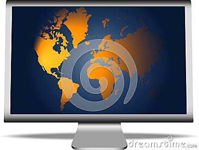 World Map On Monitor Vector Illustration | CartoonDealer.com #7315270