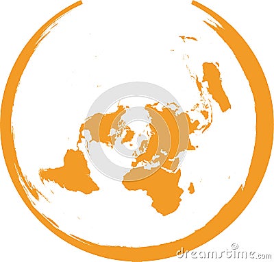 World Map With Outline In World Equidistant Conic Coordinate System ...