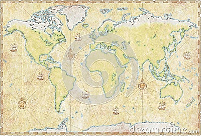 World Map On Parchment Stock Photo | CartoonDealer.com #1778568