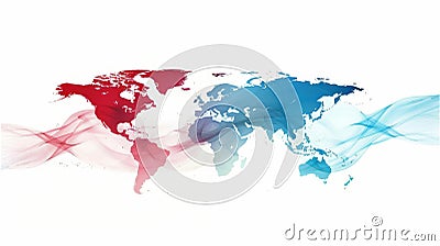 World Map With Red And Blue Abstract Waves Stock Photo | CartoonDealer ...