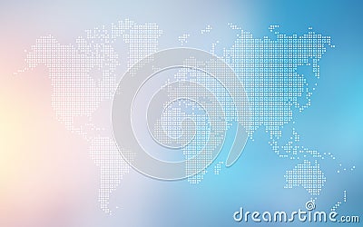 World Map With Square Dot. Dotted Squares World Map Background. Pixels ...