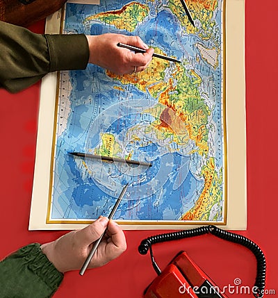 World Map, Strategy Of War And Military Operations.Confrontation And ...