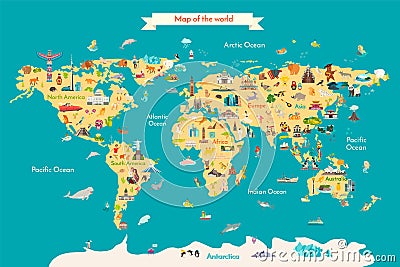 World Map Vector Illustration With Landmarks | CartoonDealer.com #152893911