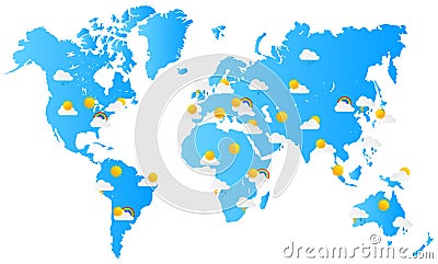 World Map Weather Forecast Royalty Free Stock Image - Image: 36632356
