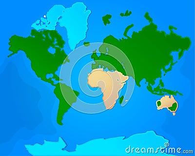 The World Map Is Divided Into Continents. Cartoon Vector ...