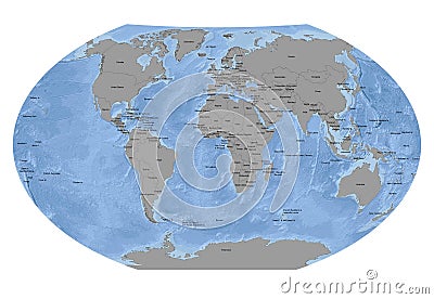 World Sphere With Solid Countries - Ocean Background Stock Image ...