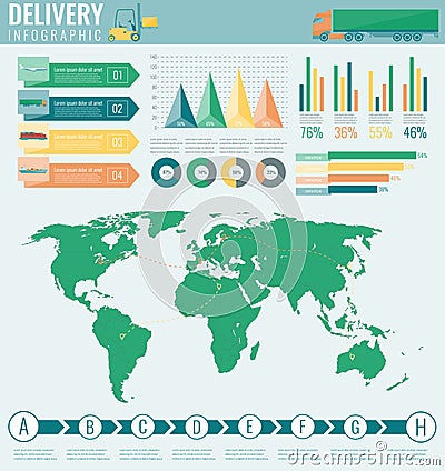 World Transportation And Logistics. Delivery And Shipping Infographic Elements. Vector ...