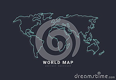 World Vector Map. Earth Planet Neon Stylized Line Outline Stroke ...
