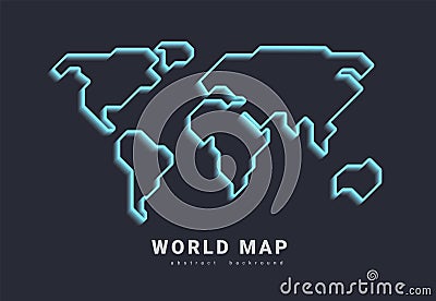 World Vector Map. Earth Planet Neon Stylized Line Outline Stroke ...