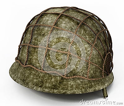 World War II Helmet Isolated On White Background. 3D Illustration ...