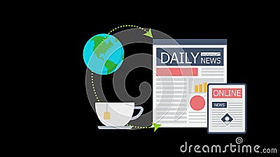 Worldwide daily News Icon Animation Loop Motion Graphics Video ...