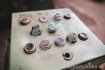 Worn Out Machinery Control Panel In A Dirty And Old But Still ...