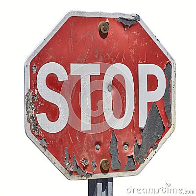 Worn Stop Sign Isolated On White Background Royalty-Free Stock Photo ...