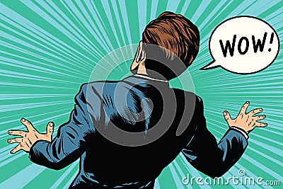 Wow Reaction Man Fear Retro Comic Pop Art Cartoon Vector ...