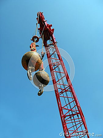 Wrecking Balls With Red Crane Stock Photos - Image: 14798613