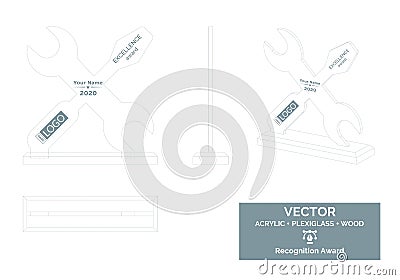 Wrench Trophy Vector Template, Mechanic Trophy Distinction Award ...
