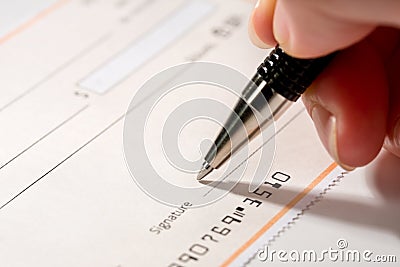 Writing A Check 1 Royalty Free Stock Photography - Image: 14875887