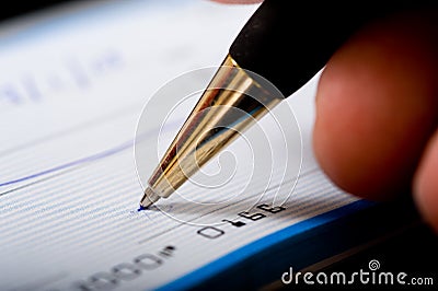 Writing A Check Royalty Free Stock Photos - Image: 5217838