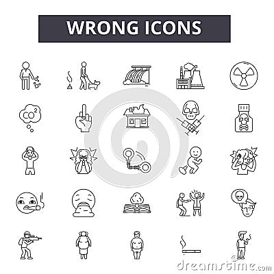 Wrong Line Icons, Signs, Vector Set, Linear Concept, Outline ...