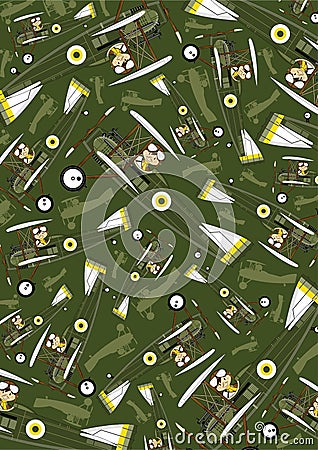 WW1 Biplane Pilot Pattern Cartoon Vector | CartoonDealer.com #85229469