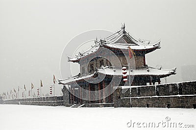 XIAN(XI'AN) CITY WALL SNOW Stock Images - Image: 3391774