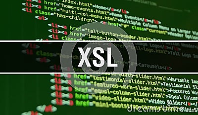 XSL With Binary Code Digital Technology Background. Abstract Background With Program Code And ...