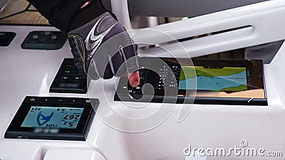 The Yacht S Onboard Computer with an Electronic Map. Stock Video ...