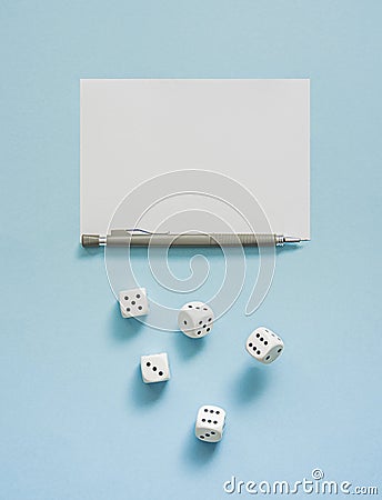 Yahtzee Game In Progress. Rolling Dice, Pencil And Score Sheet On A ...