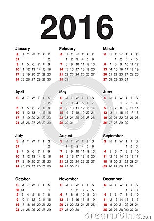 2016 Year Calendar Stock Photo - Image: 60339069