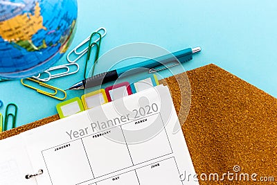 Year Plan 2020 Concept With Mechanical Pencil On Blue Background In Top ...