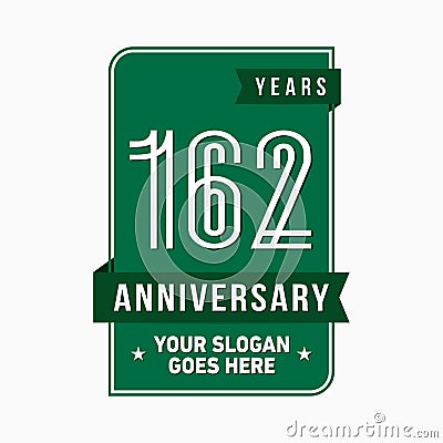 162 Years Celebrating Anniversary Design Template. 162nd Logo. Vector ...