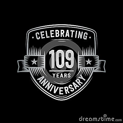 109 Years Anniversary Celebration Shield Design Template. 109th ...