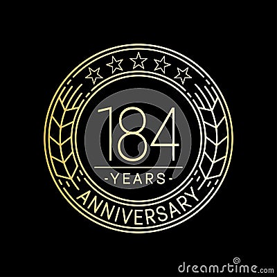 184 Years Anniversary Celebration Logo Template. 184th Line Art Vector ...