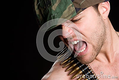 Yelling Army Man Stock Image - Image: 13365931