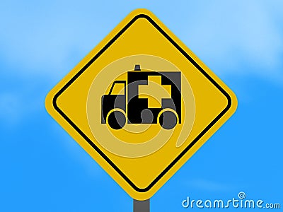 Yellow Ambulance Traffic Sign Royalty Free Stock Photo - Image: 12744115