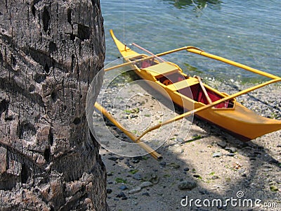 Yellow Banka Outrigger Canoe Palm Tree Philippines Stock Photos - Image ...