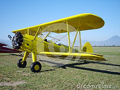 Yellow Biplane Aircraft Royalty Free Stock Image - Image: 463396