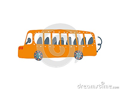 Yellow Bus, Public Transport, Side View, Cartoon Vector Illustration ...