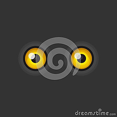 Yellow Cartoon Eyes On Dark Background. Vector | CartoonDealer.com ...