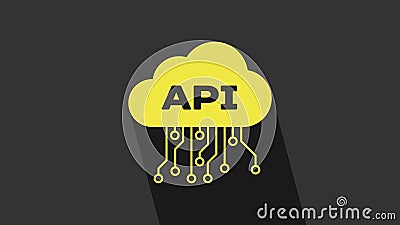 Yellow Cloud Api Interface Icon Isolated on Grey Background. Application Programming Interface ...