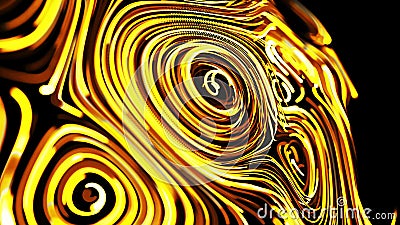 Yellow Flow of Particles Forms Curled Glow Lines or Light Streaks Like ...