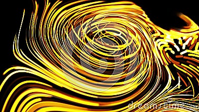 Yellow Flow of Particles Forms Curled Glow Lines or Light Streaks Like ...