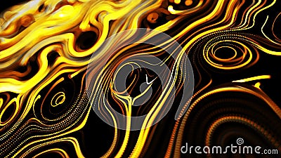 Yellow Flow of Particles Forms Curled Glow Lines or Light Streaks Like ...