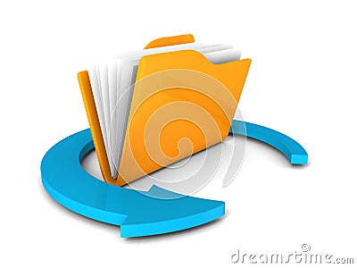 Yellow Folder Icon With Blue Round Arrow On White Royalty-Free ...