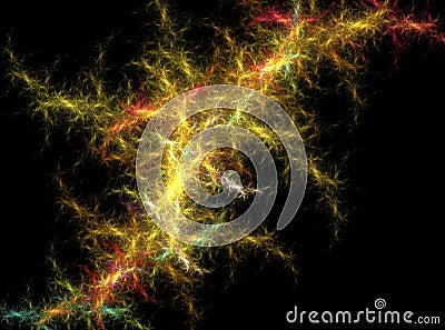 Yellow Lightning Abstract Fractal Effect Light Background Stock ...