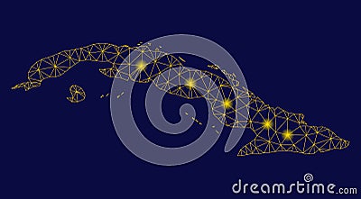 Yellow Mesh 2D Cuba Map With Flash Spots Cartoon Vector | CartoonDealer ...