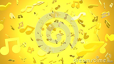 Yellow Musical Notes On Yellow Background. Stock Illustration ...